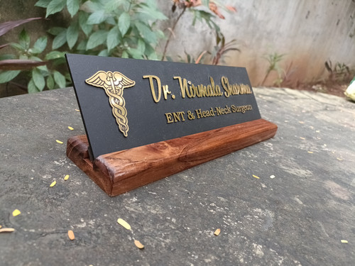 3D Black & Gold Text Desktop Name Plate for Office (30 x 9cm) with ...