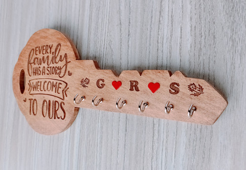 CARVEGLOW® Key Shaped Wooden Wall Mounted Key Holder | Wood and Paper Arts