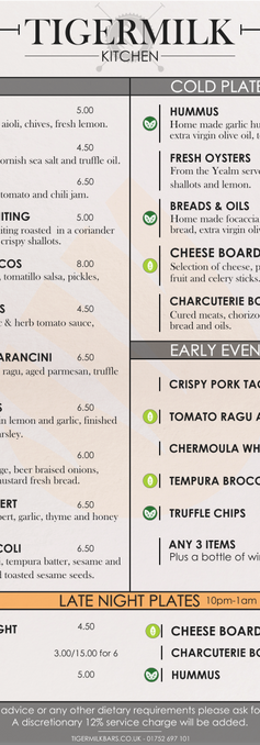 Menus @ Tigermilk Derrys Cross