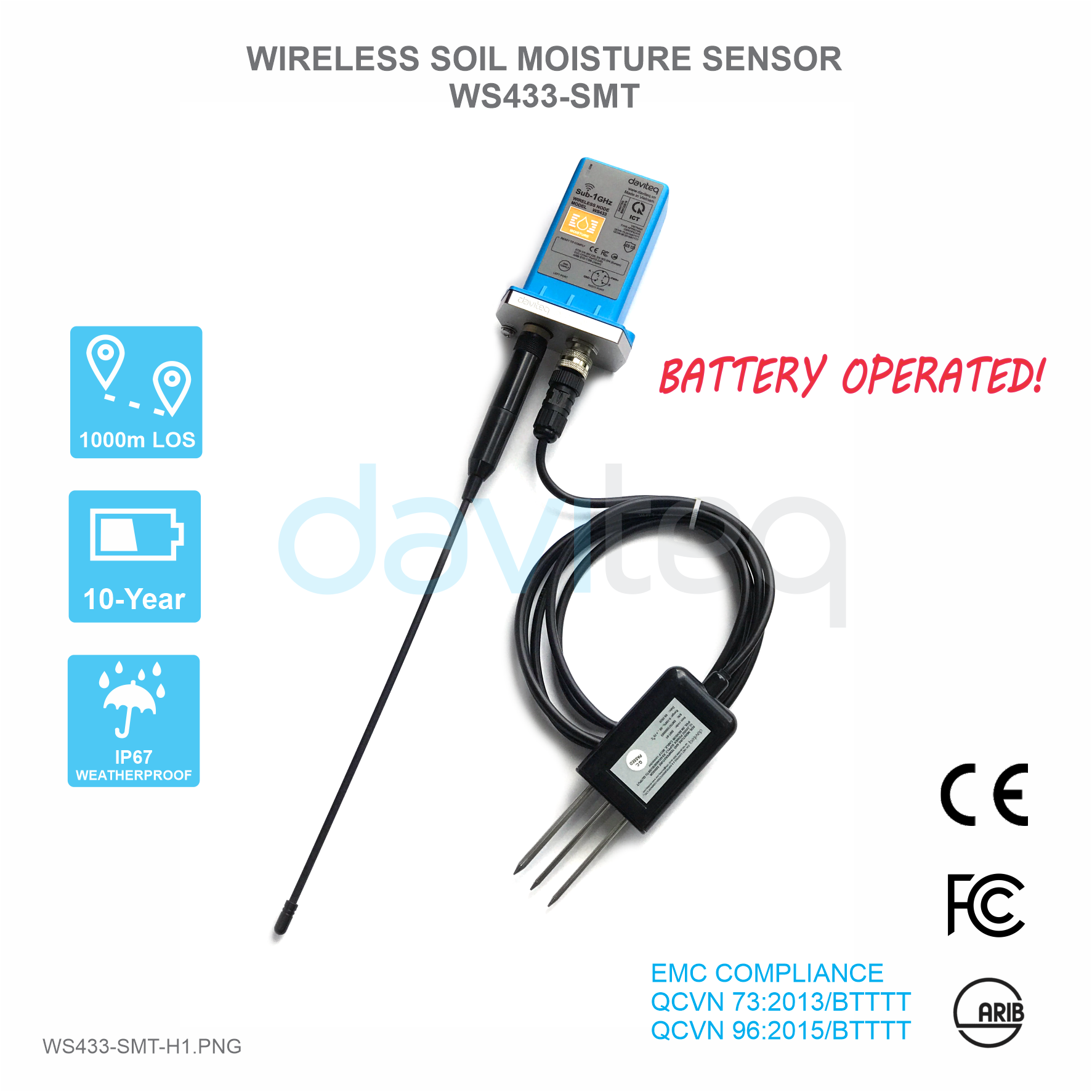 WSSFC-SMT Sub-GHz Soil Moisture Sensor for Smart Agriculture