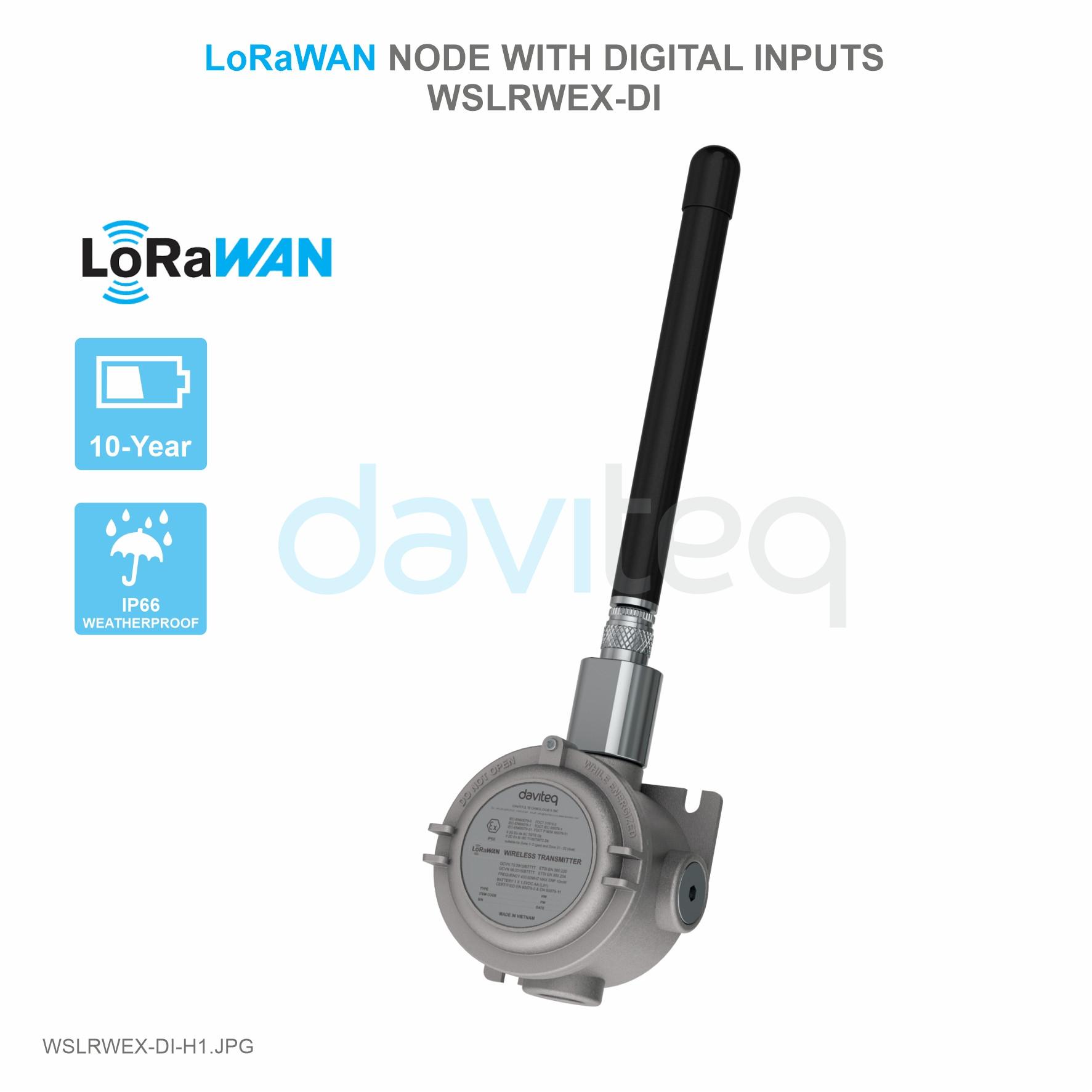 LoRaWAN Ex d Digital Input Node for Pulse Counting in Hazards