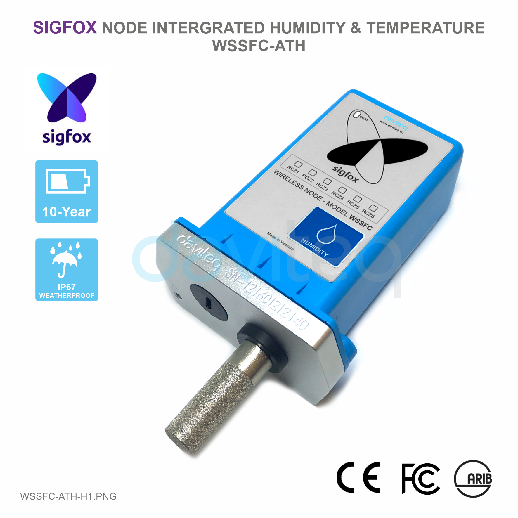 Sigfox Humidity & Temperature Sensor for Environmental Monitoring