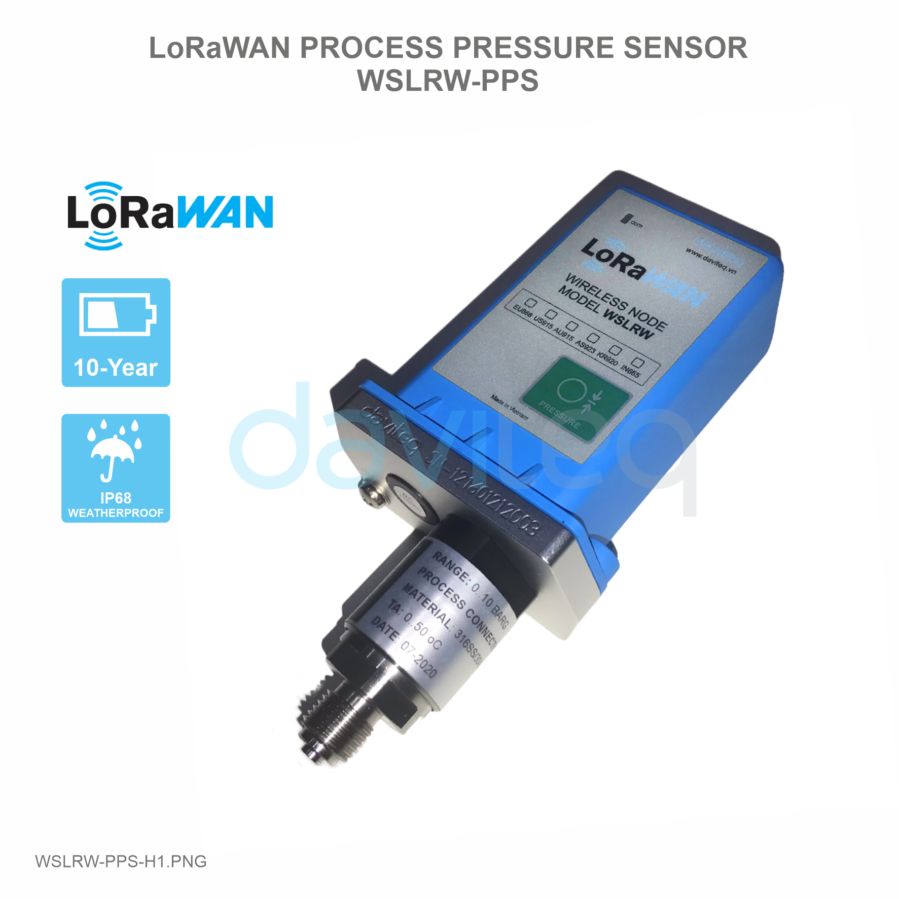 LoRaWAN Process Pressure Sensor – Industrial IoT | Daviteq