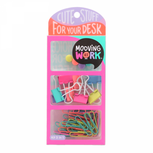 Set Oficina Imanes - Clips - Doble Clips Manito | Quedate Jugando