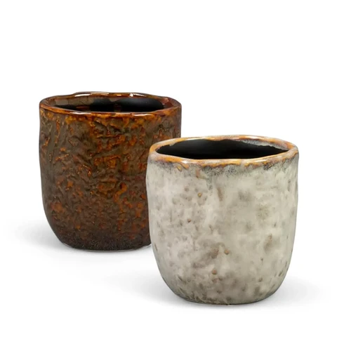 Planter 'Brian' – Glossy Ceramic Mini Pot in Desert or Ivory