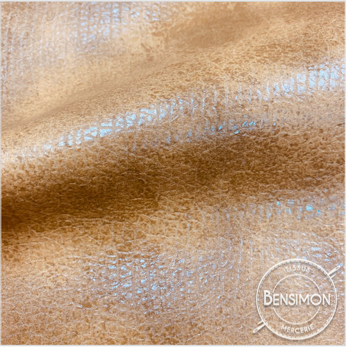 Tissu Simili Cuir Texturé - Camel X 50cm | Tissus Bensimon