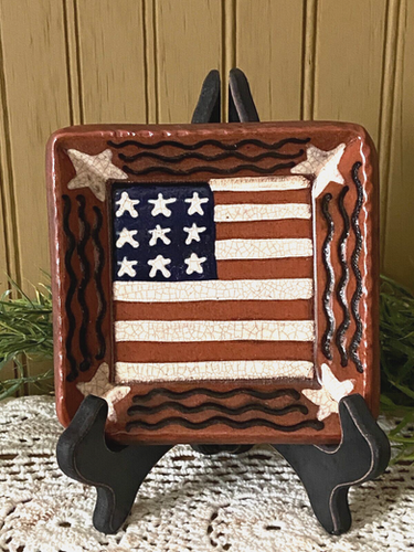 Handcrafted Smith Redware Patriotic Flag Pottery Plate | N.E. Country Barn