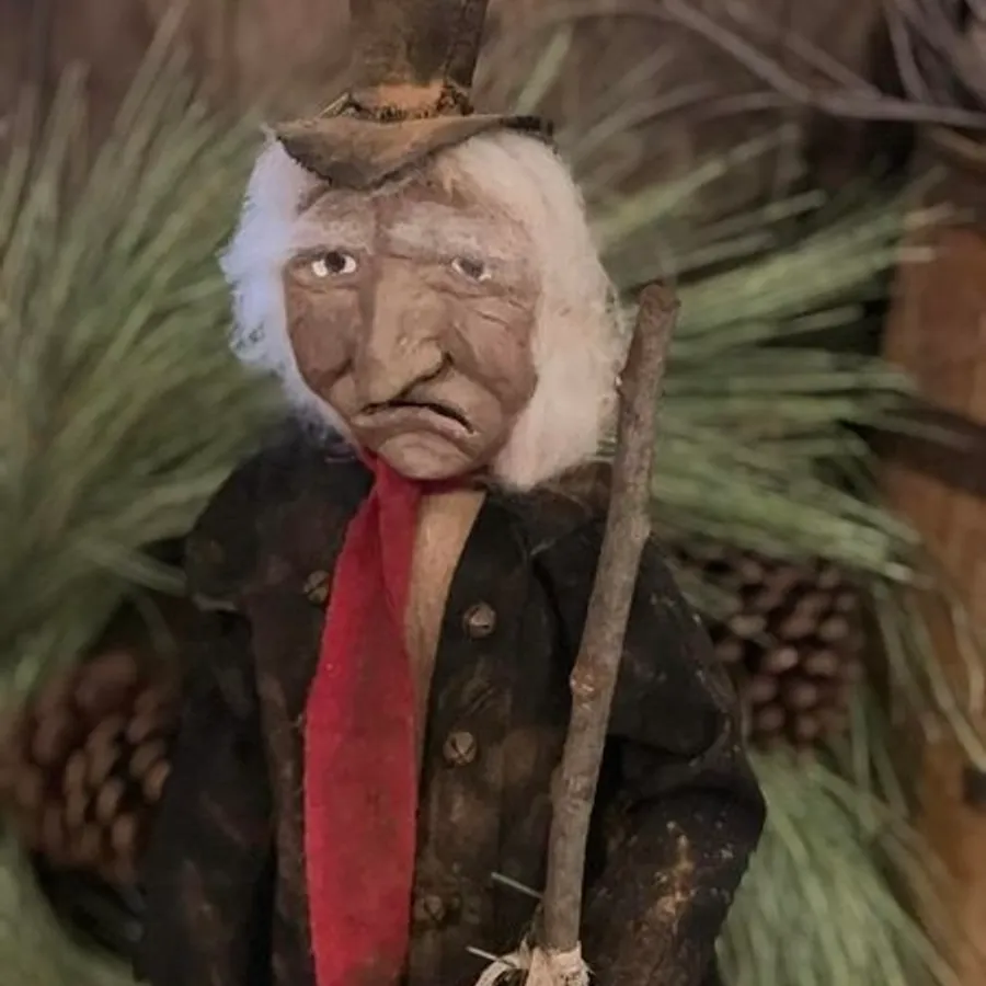 Handcrafted Primitive Clay Face Scrooge With Candle Lantern | N.E ...