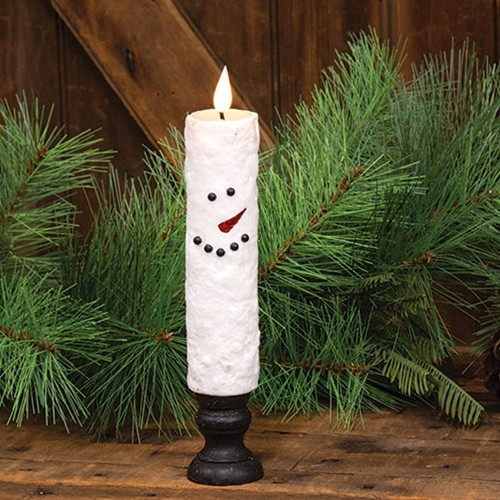 Thick LED Snowman Flicker Flame Taper Candle | N.E. Country Barn