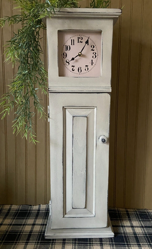 Distressed Ivory Mantel Grandfather Clock | N.E. Country Barn