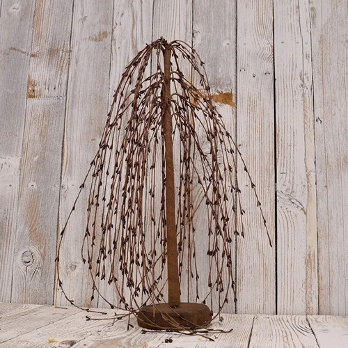 Burgundy 14" Pip Berry Willow Tree W/ Wood Base | N.E. Country Barn