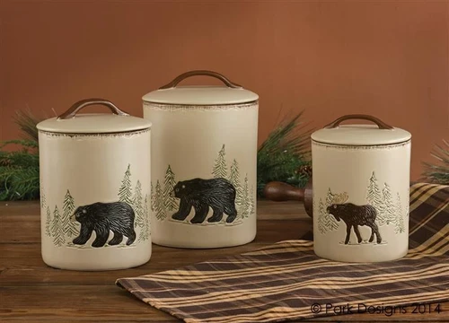 " RUSTIC RETREAT " Ceramic Stoneware Canister Set | N.E. Country Barn