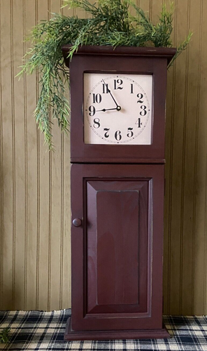 Distressed Country Red Mantel Grandfather Clock | N.E. Country Barn