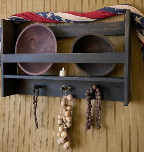 Handcrafted Distressed Wood Bowl Shelf | N.E. Country Barn