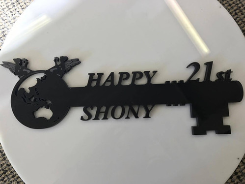 Acrylic 21st key custom made | davyengravers