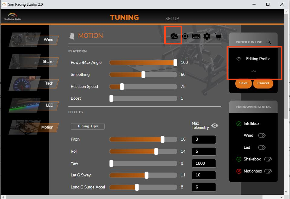 PRO TUNED profiles for motion and shake