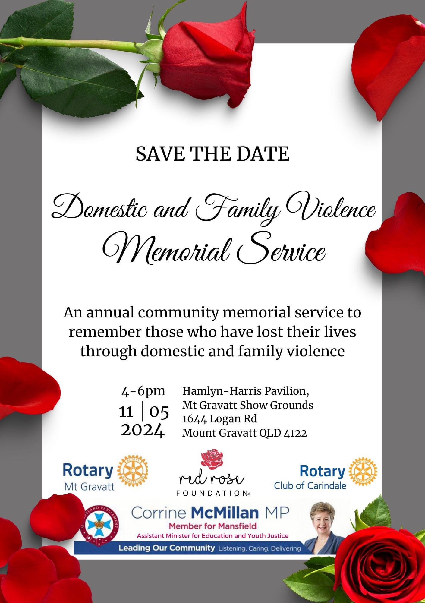 Domestic and Family Violence Memorial Service 2024 | Red Rose Foundation