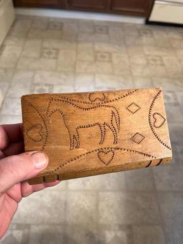 19th century maine spruce gum box carved horse design folk art ...