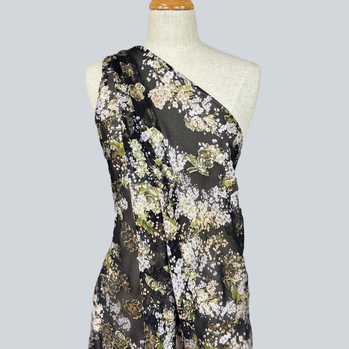 Primavera BLACK – Italian Silk Clipped Jacquard | Fabulous Fabrics