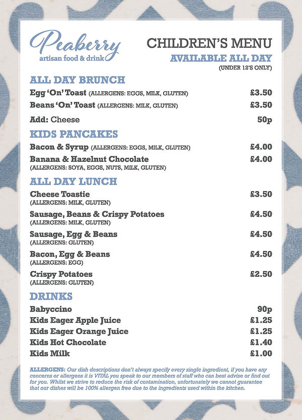 KIDS MENU | peaberry