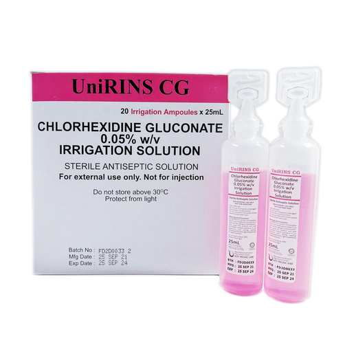 (Bundle of 2 boxes) Chlorhexidine Gluconate 0.05% w/v ampoule 20mL 20's ...