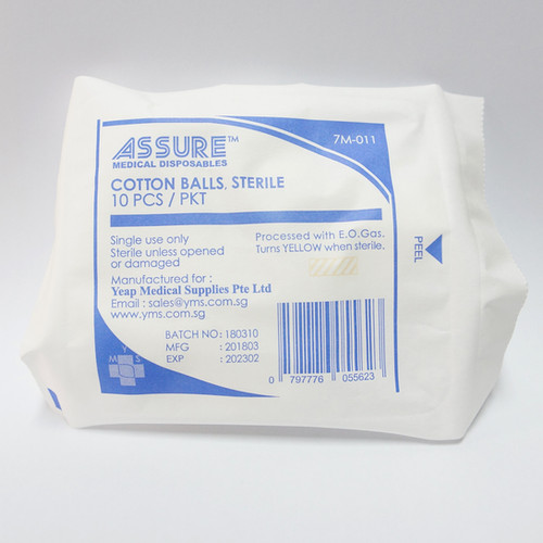 ASSURE Sterile Cotton Ball 10's (20 packets) | Poisson Pharma