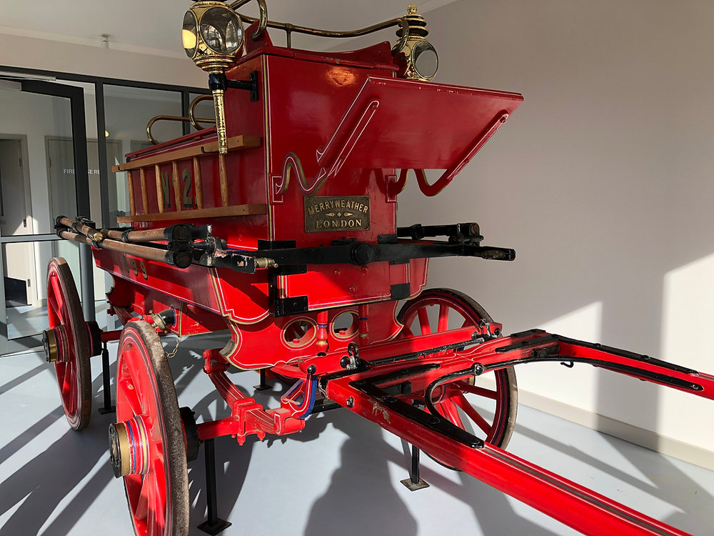 Historic fire cart displayed