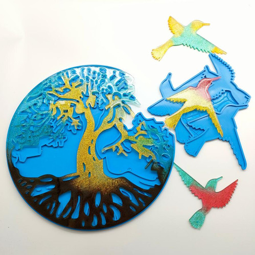 Tree Of Life Tray With Birds 28cm Silicone Tray Mould for Epoxy Resin ...