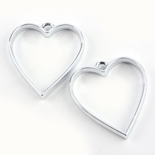 Silver Alloy Heart Open Backed Bezel Pendants for Resin | Art Junkie