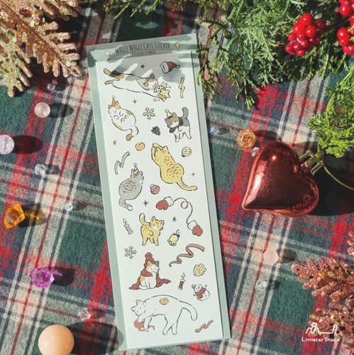 Wagle Wagle Winter Cats Sticker I | Marshmallow Station