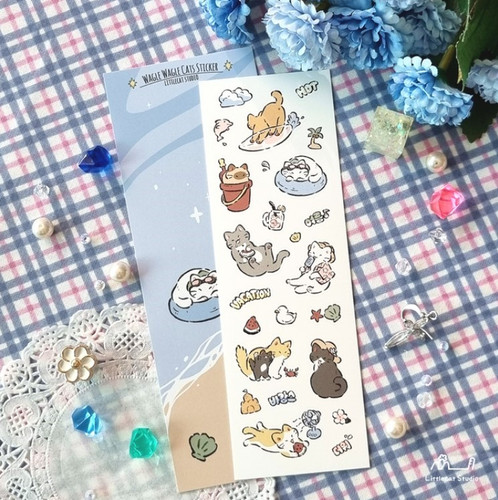 Wagle Wagle Hot Summer Cats Sticker | Marshmallow Station