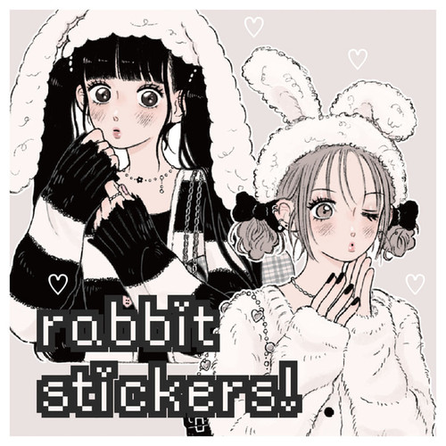 Fluffy Rabbit & Bunny Die-cut Sticker | Marshmallow Station