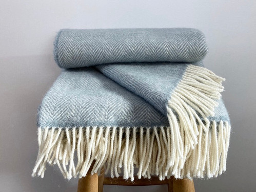 Sage Green Pure British Wool Throw | Lawrence & Barnes