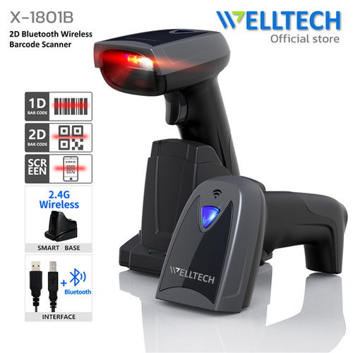 WELLTECH รุ่น X-1801B 2D Barcode Scanner Bluetooth + Wireless พร้อมแท่น ...