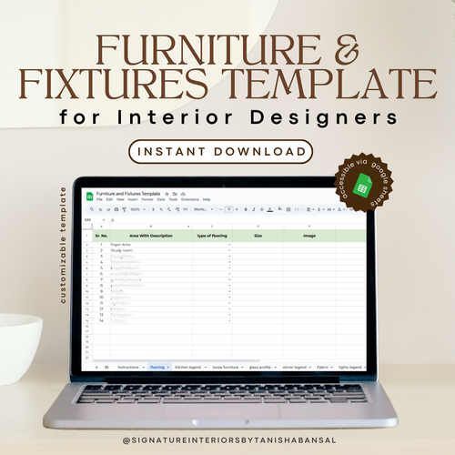 Furniture & Fixtures Master Template for Interior Designers | Tanisha ...