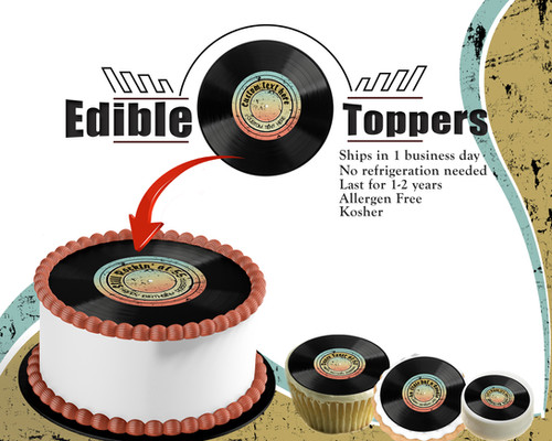 Custom Vintage Vinyl Record edible cake, cupcake, cookies topper | mysite