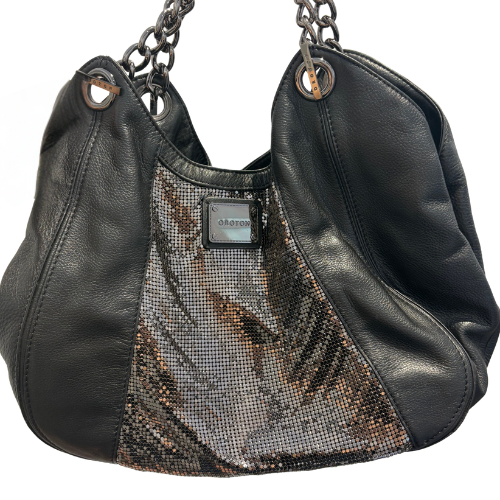 Vintage Oroton Black Leather & Glomesh Shoulder Bag | Maurice of ...