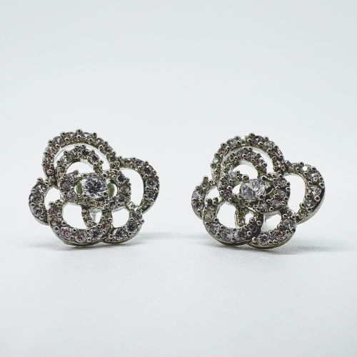 Sterling Silver Floral Crystal Stud Earrings | Maurice of Balmain Boutique