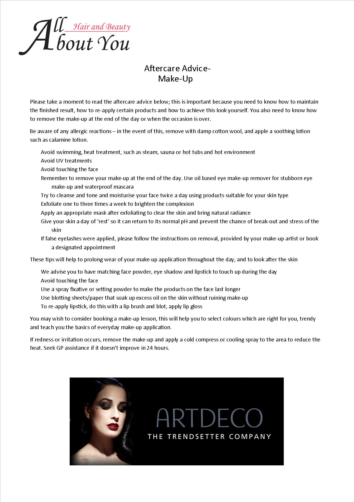 Makeup Aftercare Leaflet