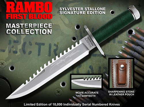 Rambo First Blood Stallone Bowie Survival Knife Official Signature ...