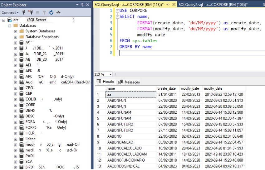 Listar Tabelas Dentro De Um Banco Sql Server