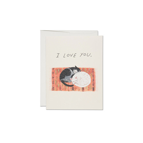 RED CAP CARDS / GREETING CARD "CAT CUDDLE" | TRADITION ACOUSTIC.