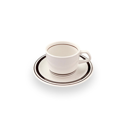 BROWN LINE HARD TABLEWARE - Tea Cup & Saucer | TRADITION ACOUSTIC.
