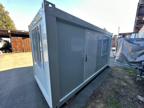 Portable 15ft White Office Container with Man Door, Bar Window, and ...