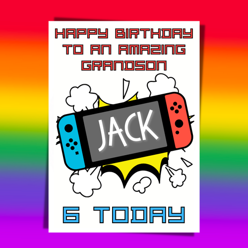 Nintendo Switch Personalised Birthday Card | Kids Card Company