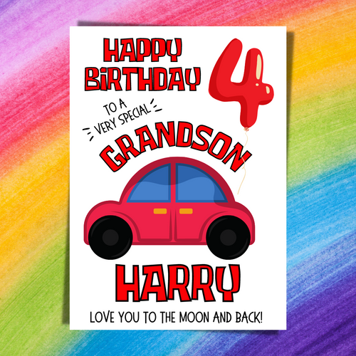 Red Car Personalised Bithday Card | The Kids Card Co.