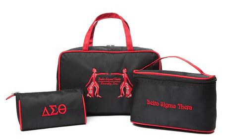 Delta Sigma Theta (DST) Red & Black Cosmetic Bags | Elegance By Darshi