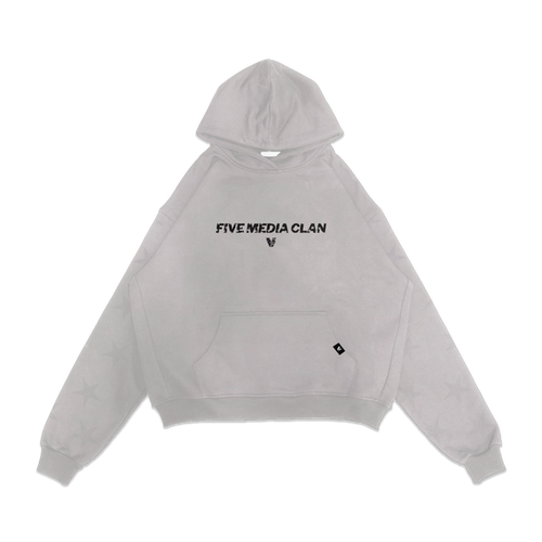 Starred Acid Grey Hoodie | FIVE Media Clan