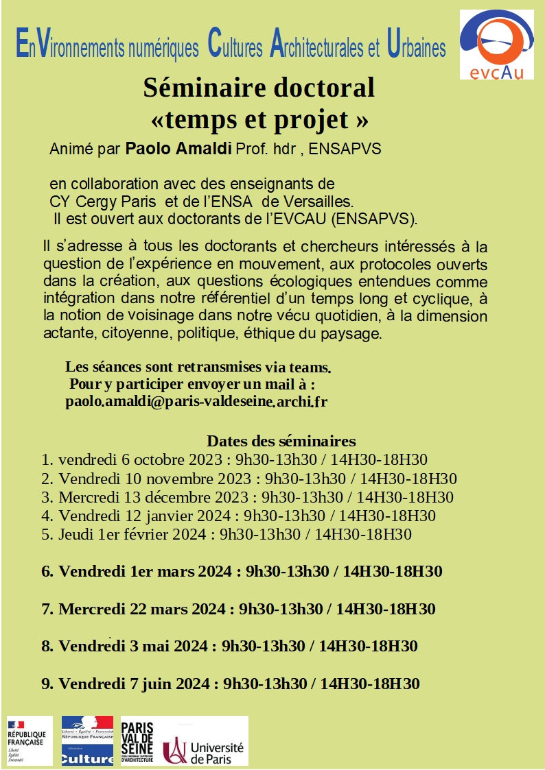 Séminaire Doctoral Animé par Paolo Amaldi pro. Hdr, ENSAPVS en ...