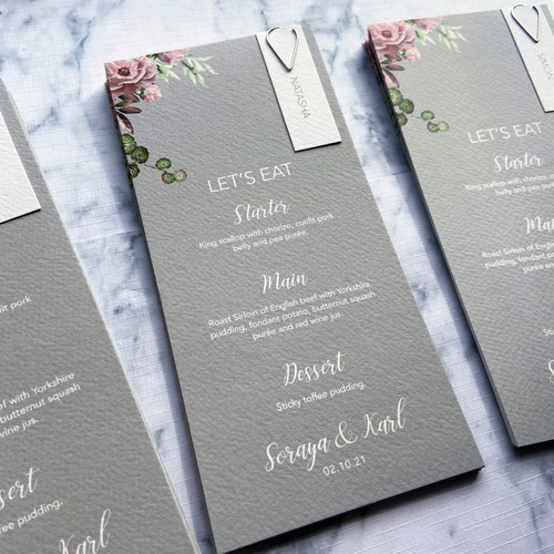 Michelle menus with guest tag & clip | LetLoveSparkleDesign